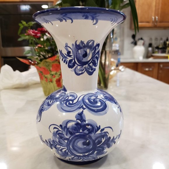 Alcobaca | Accents | Portugese Alcobaca White And Blue Porcelain Vessel ...